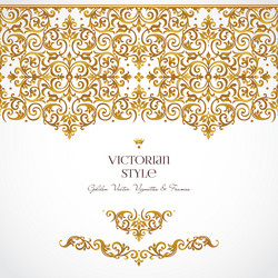 Golden seamless border in victorian style Vector Image