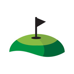Hill green circle flag golf logo design Royalty Free Vector