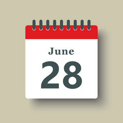 Icon day date 28 june template calendar page Vector Image