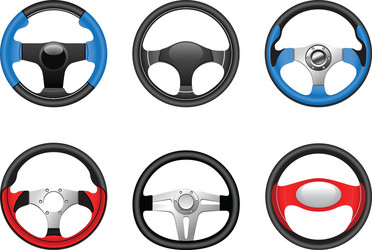 Collection of vintage and modern steering wheels Vector Image