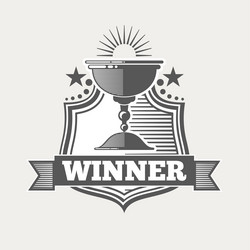 Trophy cup champion label Royalty Free Vector Image