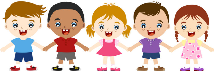 Children character greeting waving hand Royalty Free Vector