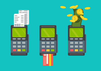 Pos terminal cashless payment concept Royalty Free Vector