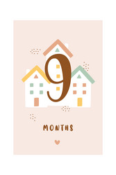 Eight month baby lettering in scandinavian Vector Image