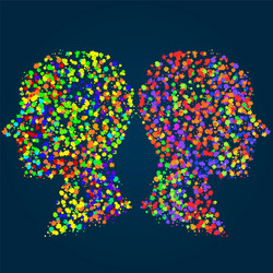 Abstract two human heads colorful ink splashes Vector Image