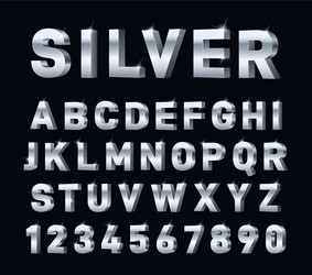 Chrome metal font steel metallic alphabet Vector Image