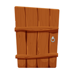 Wooden door in cartoon style comic isolated Vector Image