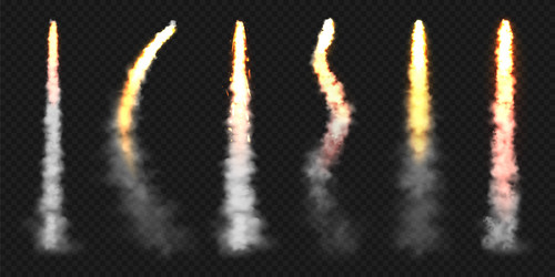 Rocket launch smoke trail with fire flame Vector Image
