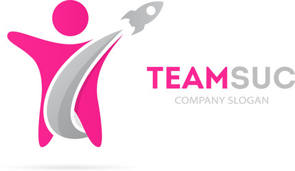 Rocket and man logo combination Royalty Free Vector Image