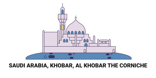Saudi arabia khobar tourism landmarks Royalty Free Vector