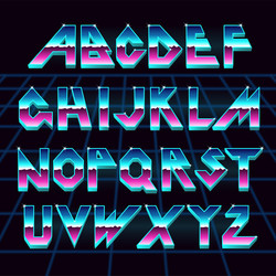 Retro Space Font Vintage Cosmic Alphabet Vector Image
