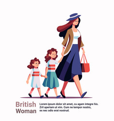 Mother and little children walking together Vector Image