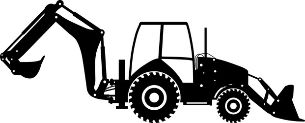 Silhouette of wheel backhoe loader icon Royalty Free Vector