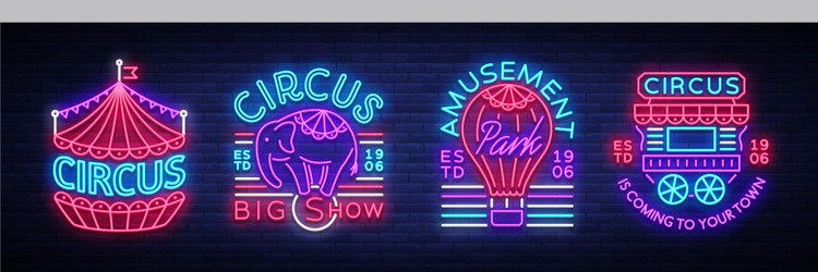 Circus collection of posters design templates neon