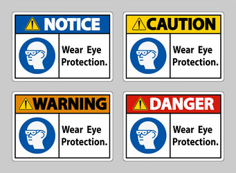 Warning eye protection area symbol sign on white Vector Image