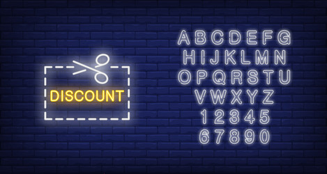 Coupon discount neon sign Royalty Free Vector Image