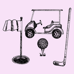 Ink hand drawn golf icon set Royalty Free Vector Image