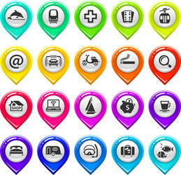Map marker with icons-set two Royalty Free Vector Image