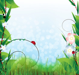 Cartoon spring landscape Royalty Free Vector Image