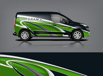 Van wrap design template with wave shapes decal Vector Image
