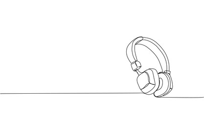 Headphones one line art continuous line drawing Vector Image