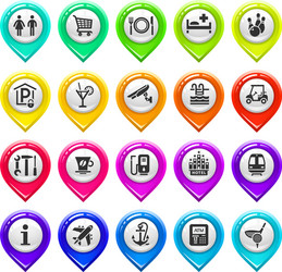 Map marker with icons-set two Royalty Free Vector Image