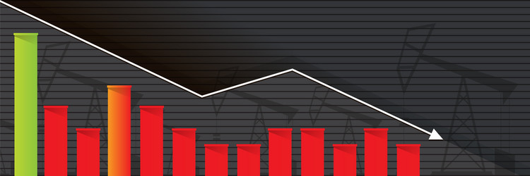 Oil price falling down graph concept Royalty Free Vector