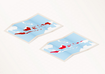 Indonesia map folded paper Royalty Free Vector Image