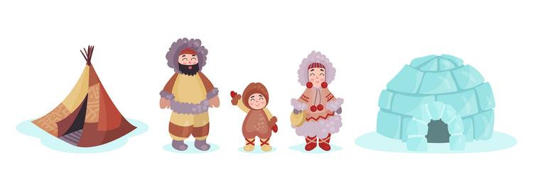 Alaska with happy inuit or eskimo character Vector Image