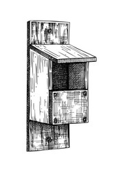 Bird box sketch hand made birdhouse drawings Vector Image