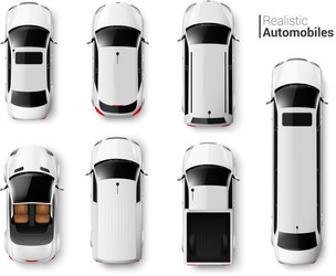 Cars top view city vehicle transport icons set Vector Image