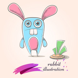 Funny bunny number 1 for kids one digit Royalty Free Vector