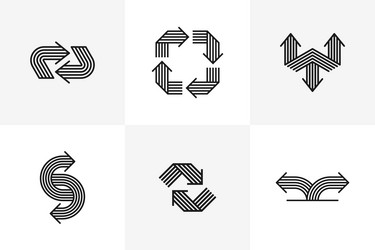 Concept arrows logos set isolated double arrows Vector Image