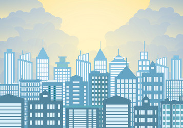 Cartoon morning city urban landscape Royalty Free Vector
