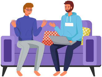 Office workers co-workers colleagues discuss Vector Image