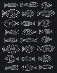Set fishing collection fish Royalty Free Vector Image