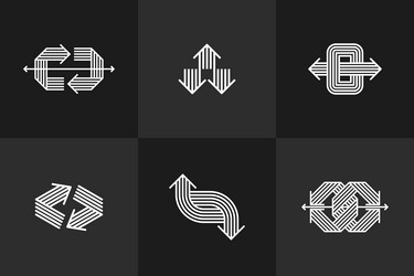 Concept arrows logos set isolated double Vector Image