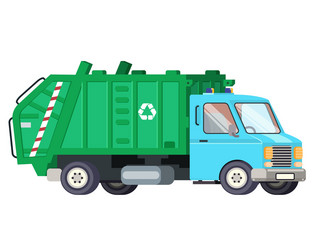 Garbage truck car machine recycle trash Royalty Free Vector