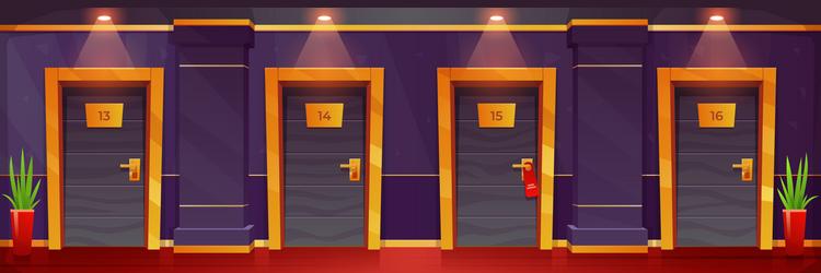 Hotel hallway corridor interior with room door Vector Image