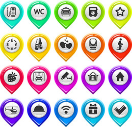 Map marker with icons-set two Royalty Free Vector Image