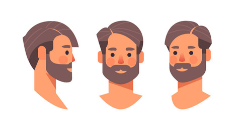 Set businesswoman head avatar front side view Vector Image