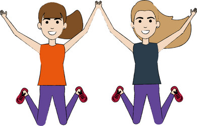 Cheerful jumping girls avatars Royalty Free Vector Image
