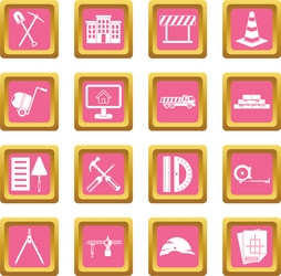 Construction icons pink Royalty Free Vector Image