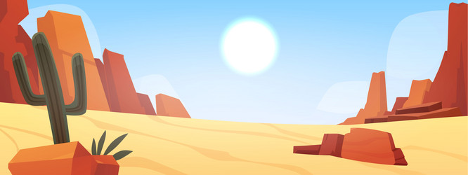Desert landscape with sand dunes mountains Vector Image