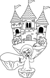 Medieval witch cartoon fairytale design Royalty Free Vector