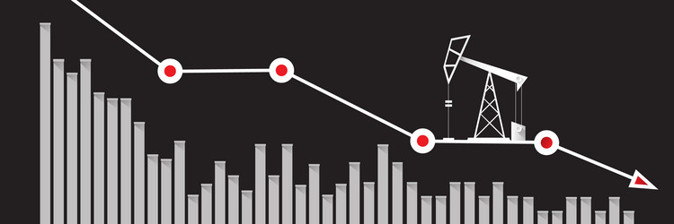 Oil price falling down graph concept Royalty Free Vector