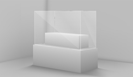 Realistic transparent empty glass box showcase Vector Image
