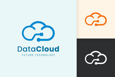 Cloud or data logo in modern style with blue color