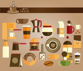Coffee poster template in flat retro style Vector Image