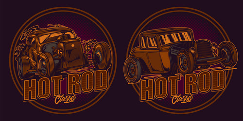Neon american classic hot rod Royalty Free Vector Image